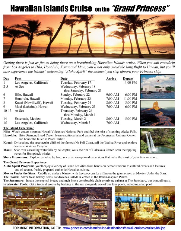 WE’RE GOING BACK TO HAWAII ON THE GRAND PRINCESS CRUISE SHIP ...