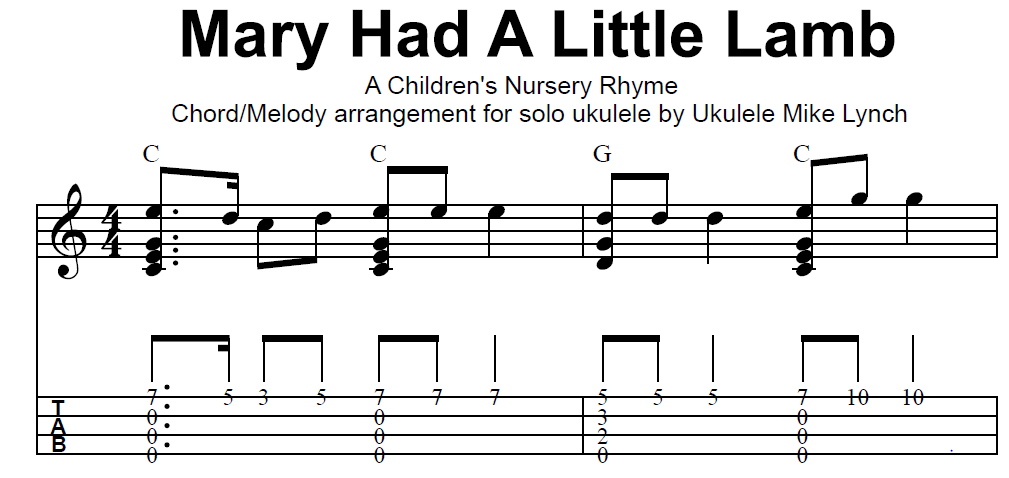 “MARY HAD A LITTLE LAMB” a children’s nursery rhyme . . . . Chord ...